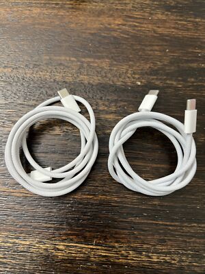 GENUINE Apple USB-C 60W Charge Cable LOT OF 2 Woven 1m A2795 MQKJ3AM/A ...