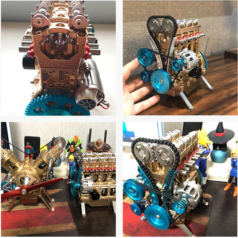 Alloy metal 4-cylinder engine mode engine DIY gift Teaching engine ...