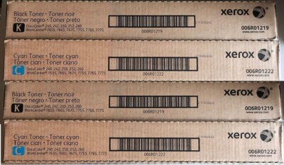 Lot of 4 Genuine Sealed Xerox 006R01219 Black 006R01221 Cyan Toners (2 ...