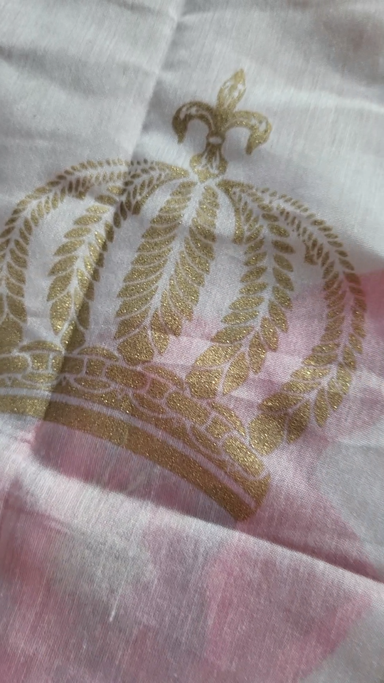 ITALIAN RARE DRAWING CROWN "ROYAL" FABRIC WHITE/GOLD Remnants W 11" X ...