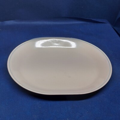 Corelle By Corning Oval Serving Platter Off White/Blue Rim USA EUC | eBay