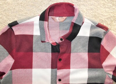 s/s Buffalo Check Top Maroon Red Black White Asymmetrical Sides Petite ...