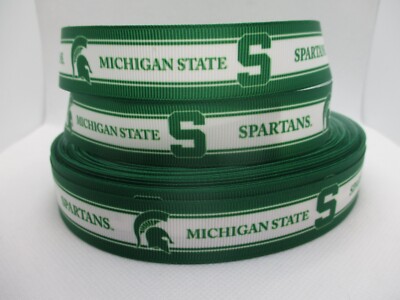 Michigan State Spartans on 7/8" Grosgrain Ribbon YOUR CHOICE 5 or 10 ...