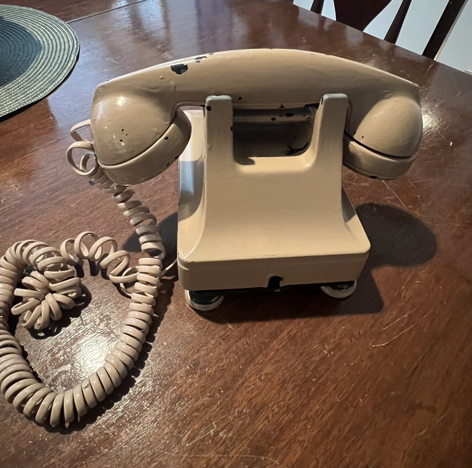 VTG F1 Tan Bakelite Bell System Western Electric Rotary Dial Desk Phone ...