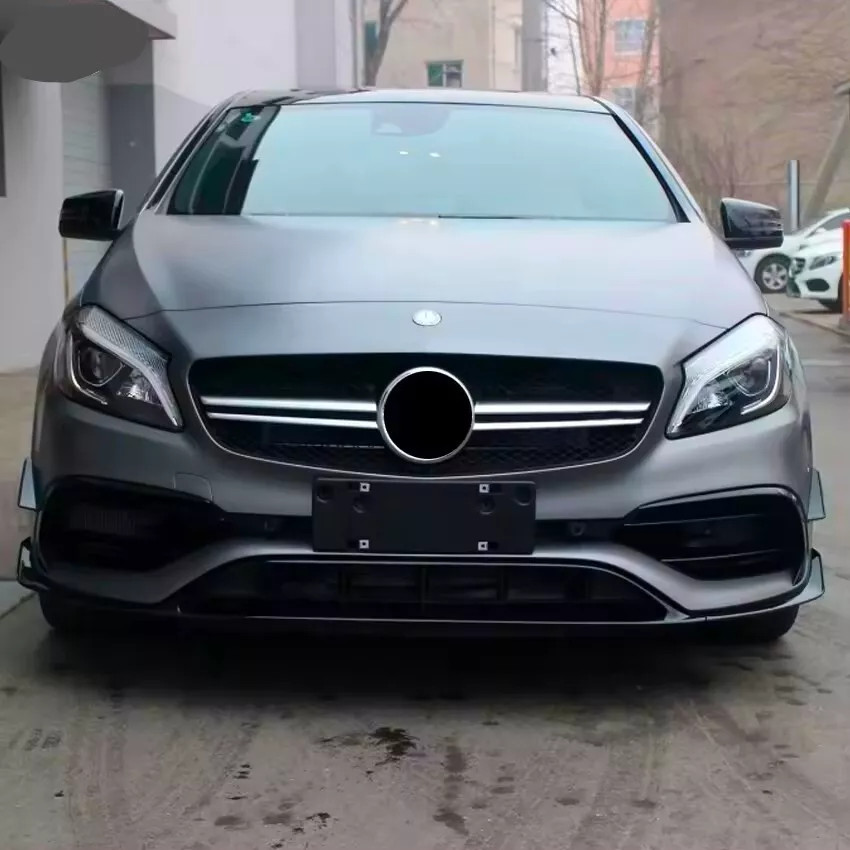 Mercedes A Class W176 AMG Line Gloss Black Front Lip Fins Aero Splitter ...