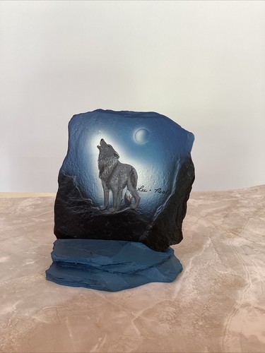 Reflections of Bay Life Art Howling Wolf Painted on “Slate” Resin | eBay