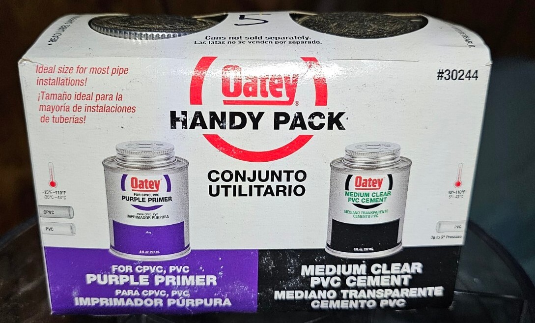 Oatey 30244 8 oz. Medium Clear PVC Cement / 8 oz. NSF Purple Primer ...