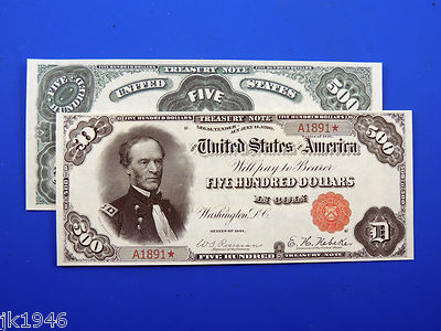 Reproduction $500 1891 Treasury Note US Paper Money Currency Copy | eBay