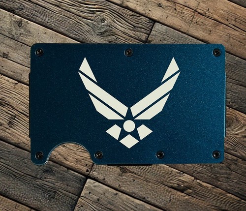 USAF US Air Force Thin Metal RFID Blocking Slim Tactical Wallet Laser ...