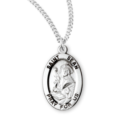 St Saint Sean - 0.9" Sterling Silver Oval Medal + 20" Chain | eBay
