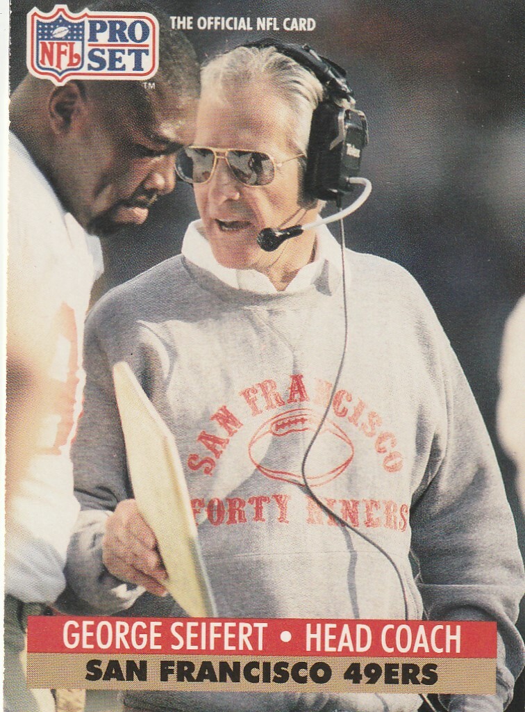 FREE SHIPPING-MINT-1991 Pro Set #297 George Seifert San Francisco 49ers ...
