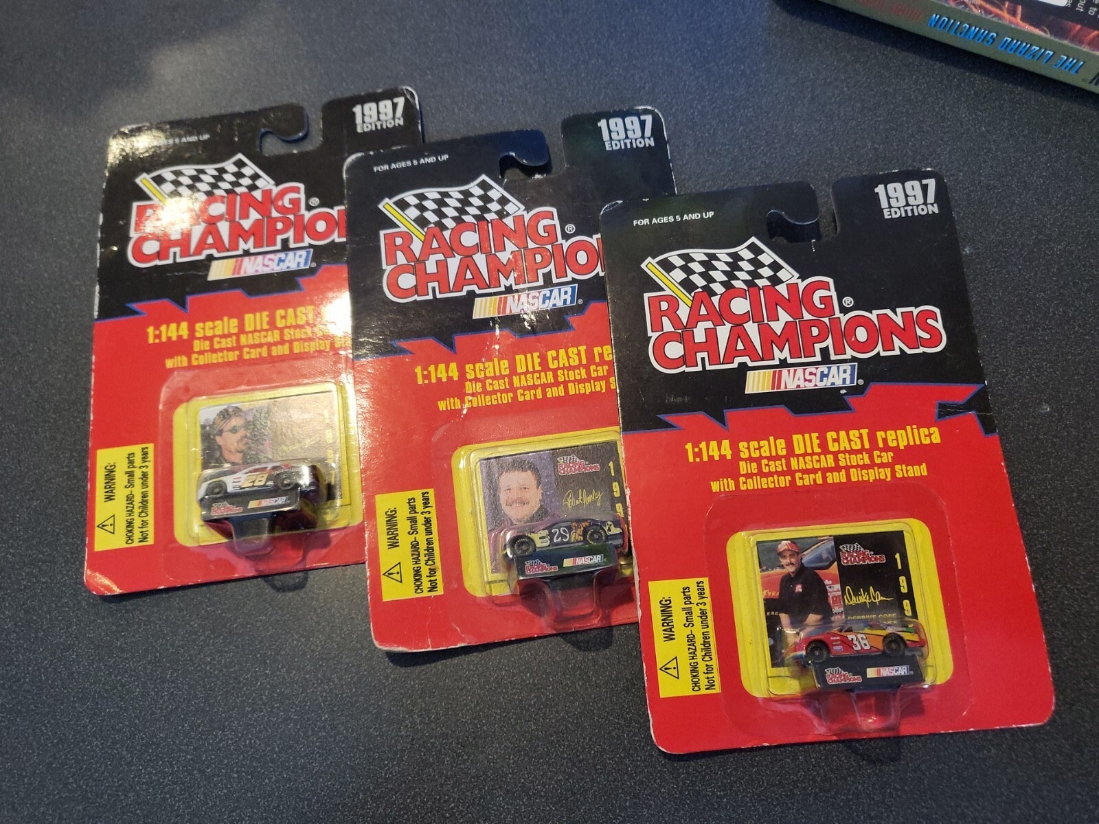 Lot Of 3 Racing Champions Mini Diecast Metal Nascar Micro cars on card ...