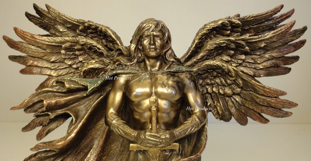 Six Winged Seraphim Guardian Angel W Serpent Sculpture Statue Bronze ...