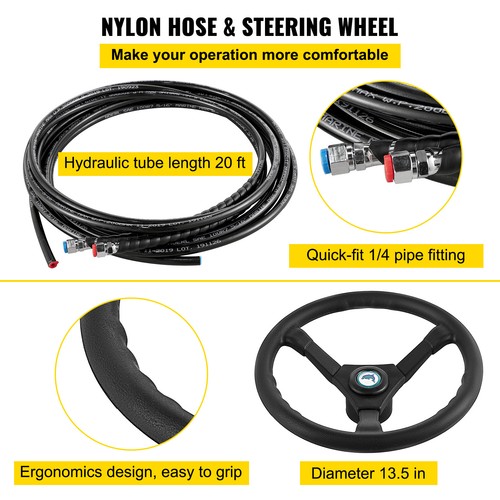 HK6400A-3 HO5120 Hydraulic Outboard Boat Steering Kit 20ft Hoses 300HP ...