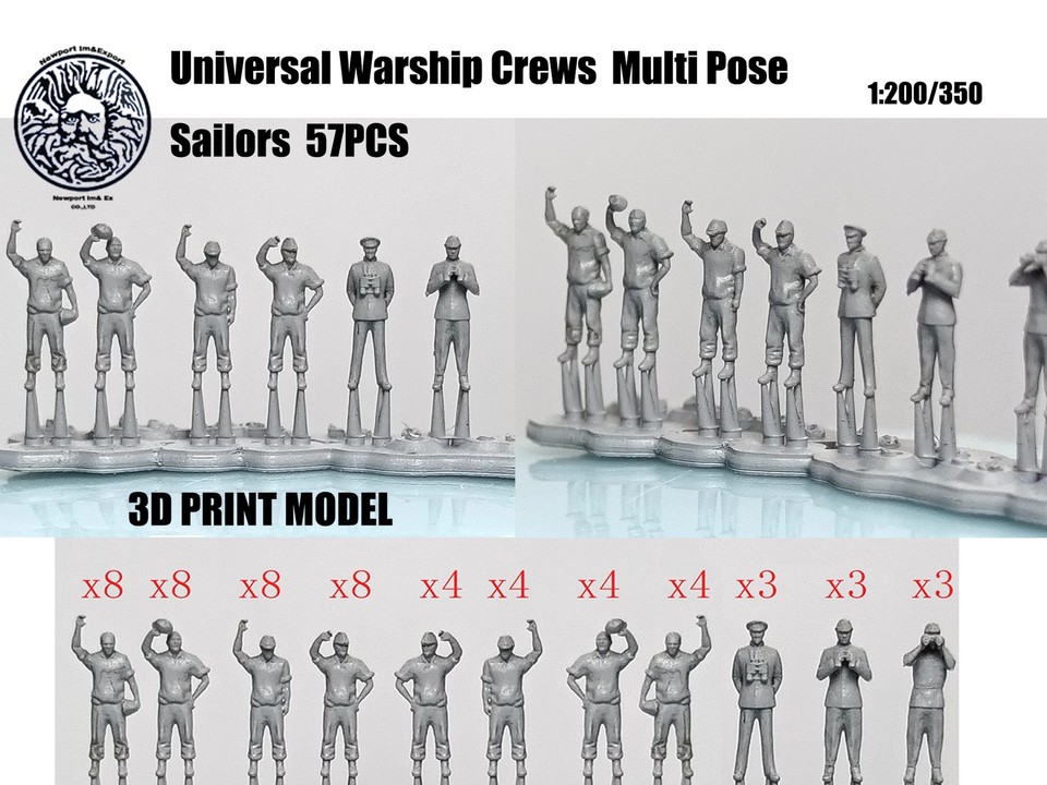 Universal Warship Crew Figures 1:200/350/144 Scale 57 Sailors Resin ...