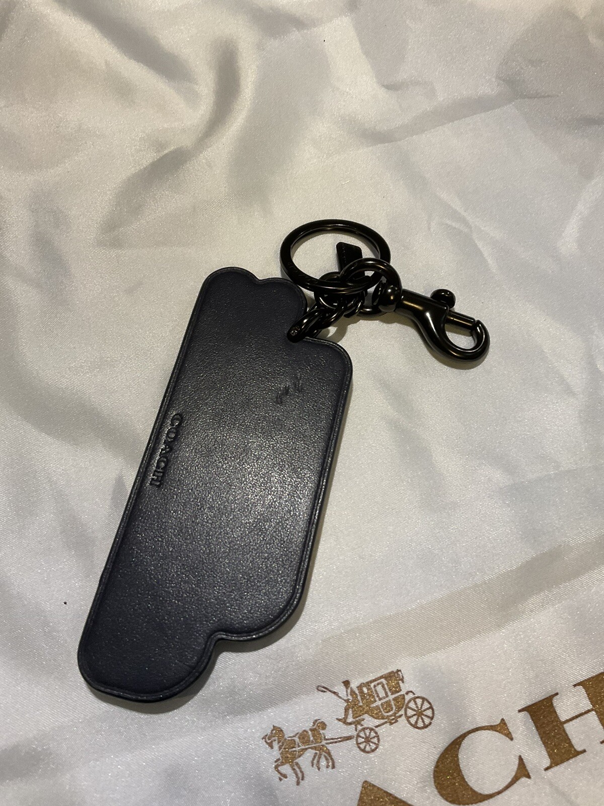 COACH NYC New York Leather Key Fob Bag Charm Keychain - Gem