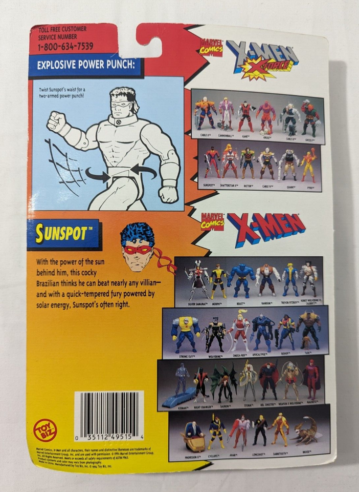 X Men X Force Sunspot Explosive Power Punch Marvel Action Figure Toy ...