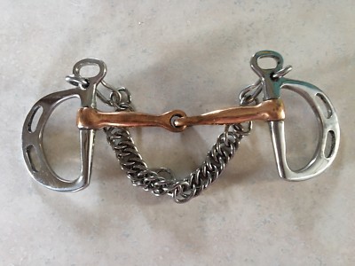 5" Showman Stainless Copper Mouth Kimberwick Jointed Uxeter Snaffle Bit w Chain | eBay
