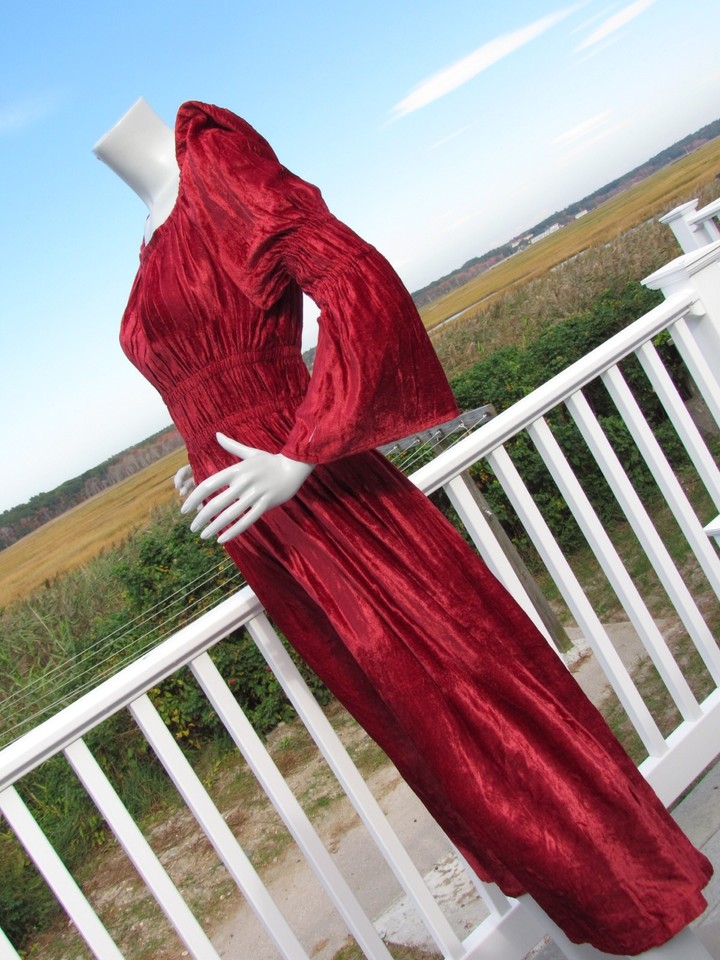 NEW L PYRAMID COLLECTION velvet peasant dress Renn wench medieval rust ...
