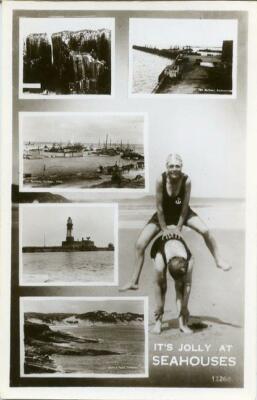 REAL PHOTO MULTIVIEW POSTCARD OF SEAHOUSES, NORTHUMBERLAND, MONARCH ...