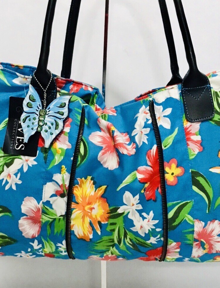 NEW Ives Collection Beach Bag Hawaiian Tropical 🌴 Print Handbag Shopper ...