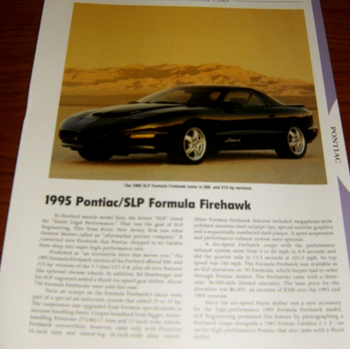 1995 PONTIAC FIREBIRD SLP FORMULA FIREHAWK SPECS INFO PHOTO 95 TA T/A ...