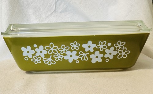 Pyrex 503 Crazy Daisy Spring Blossom Green Refrigerator Dish w/Lid ...