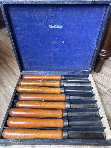 VINTAGE CRAFTSMAN PROFESSIONAL USA WOOD TURNING 8 PCS LATHE CHISEL TOOL ...