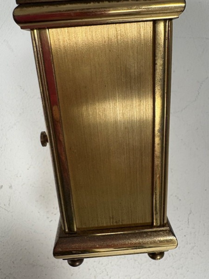 Vintage Jean Renet Brass Carriage Mantel Clock Roman Numerals Quartz ...