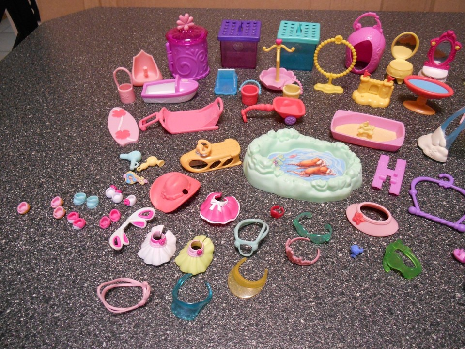 HUGE LOT Littlest Pet Shop Accessories Food Clothes Toys Swings LPS ...