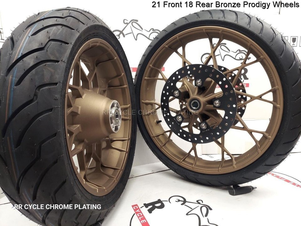 Harley Bronze 21"/ 18" Prodigy Wheels Tires Black Rotors 09-23 Street ...