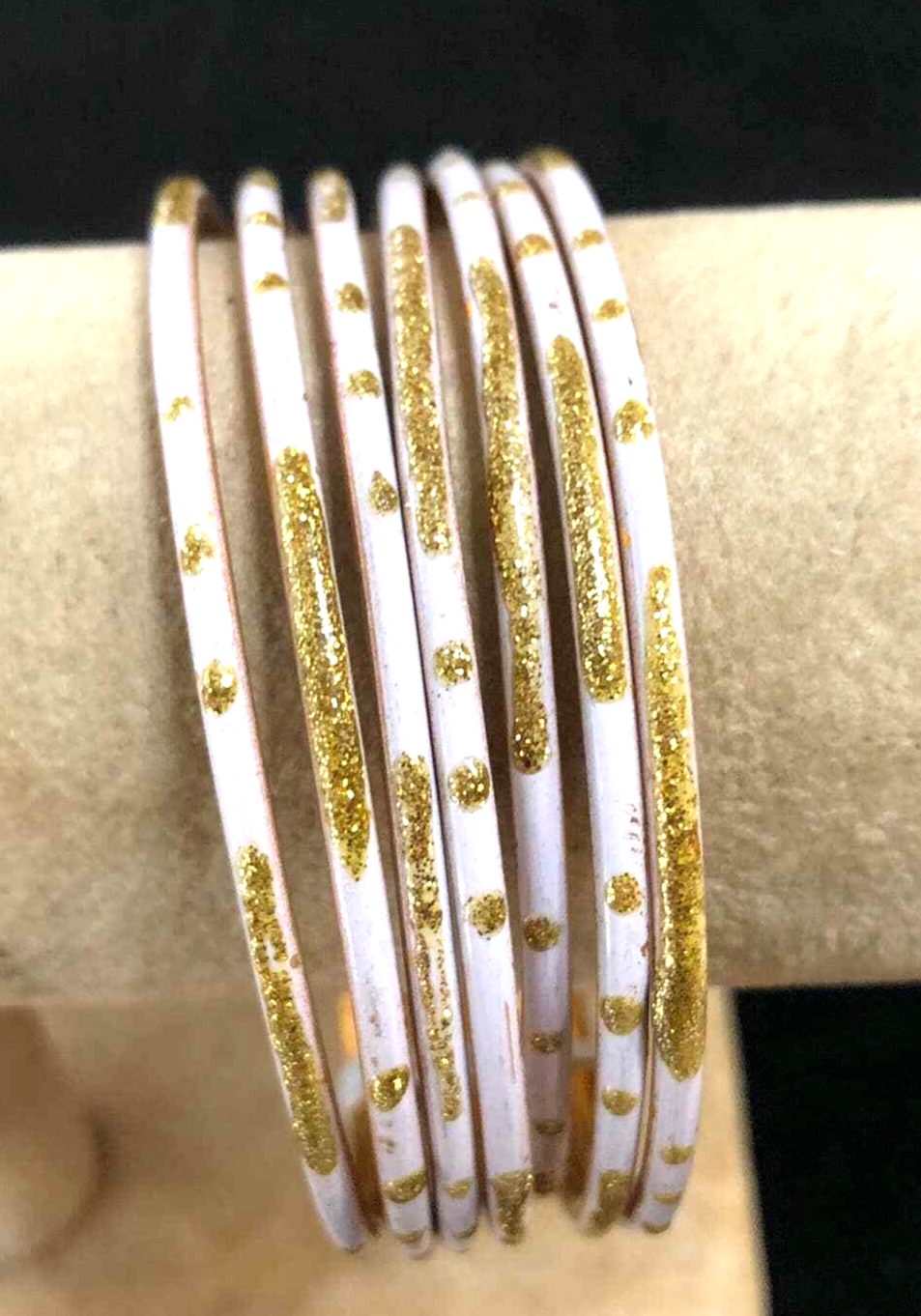 White and golden Christmas Bangles. Set of Seven | eBay