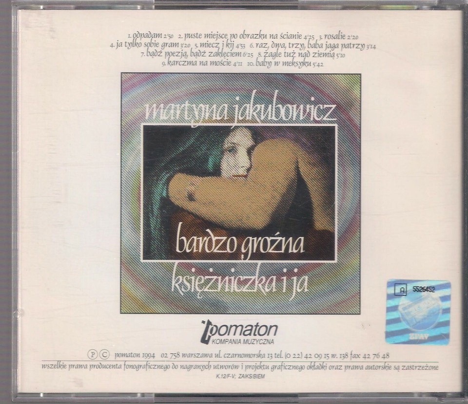 MARTYNA JAKUBOWICZ BARDZO GROZNA KSIEZNICZKA I JA 1994 CD POMATON TOP RARE OOPD | eBay