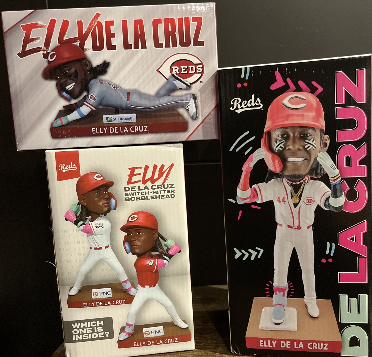 Cincinnati Reds Elly De La Cruz Bobblehead Lot of 3 Oversized, Sliding ...