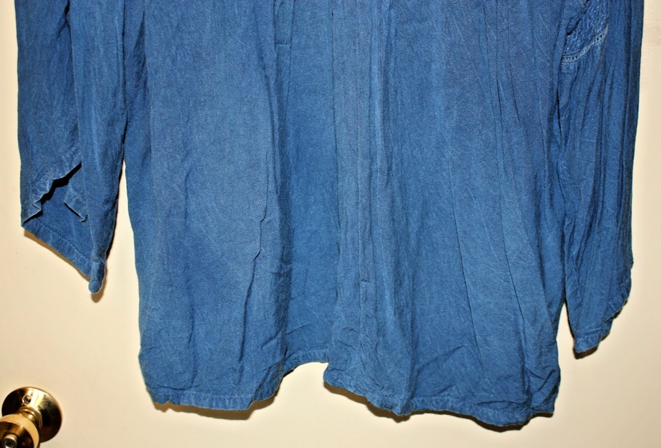 The Pyramid Collection 2X Blue Waffle Chambray Tunic, Bell Sleeves Boho ...