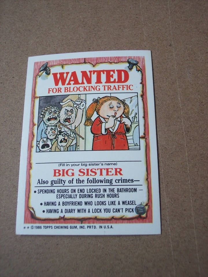 1986 Garbage Pail Kids series 3 Snooty Sam 110a big sister GPK OS3 EX ...