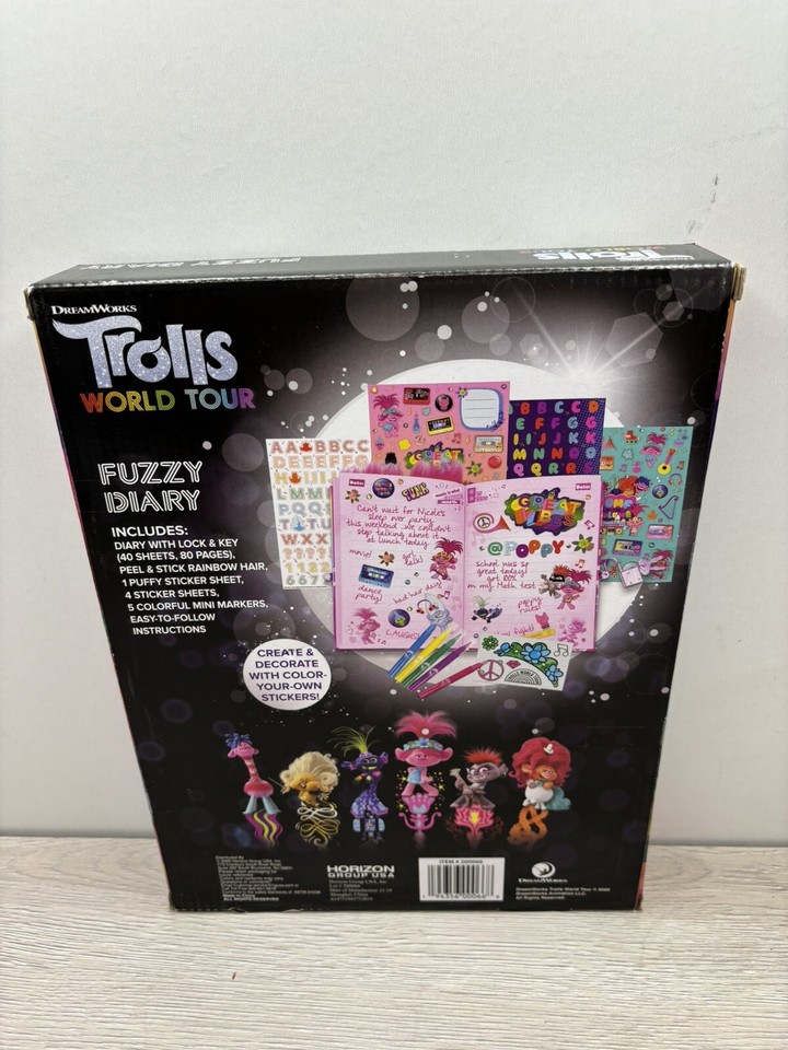 Dreamworks Trolls World Tour Fuzzy Diary - Lock & Key 80 pages | eBay