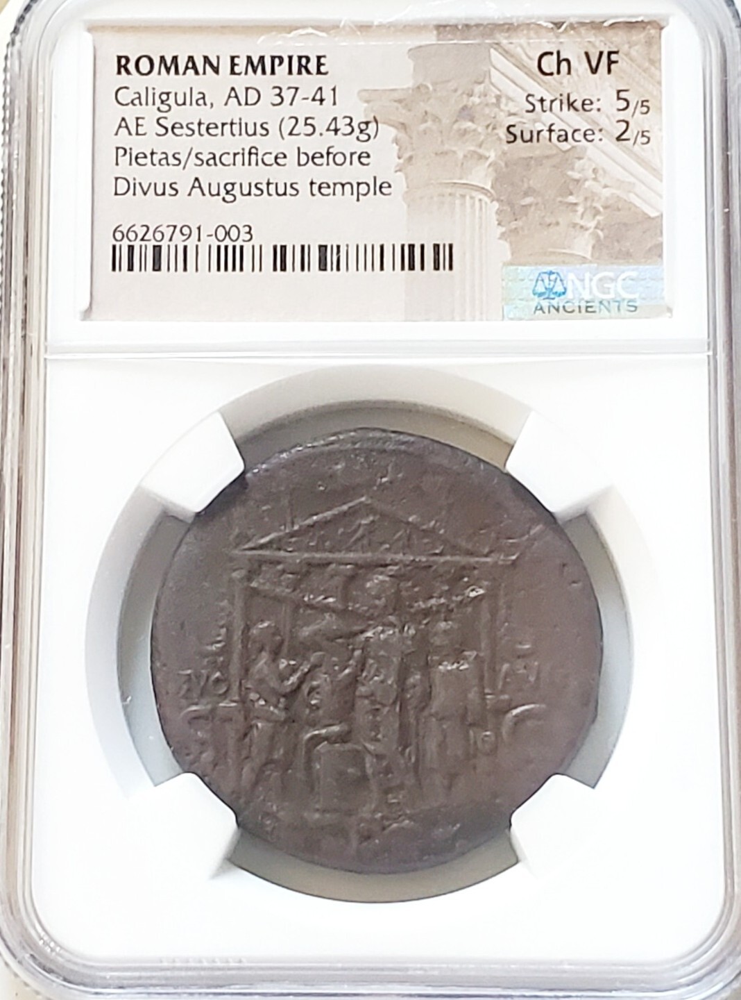 Roman Caligula Sestertius Temple NGC CHOICE VF Ancient Coin | eBay