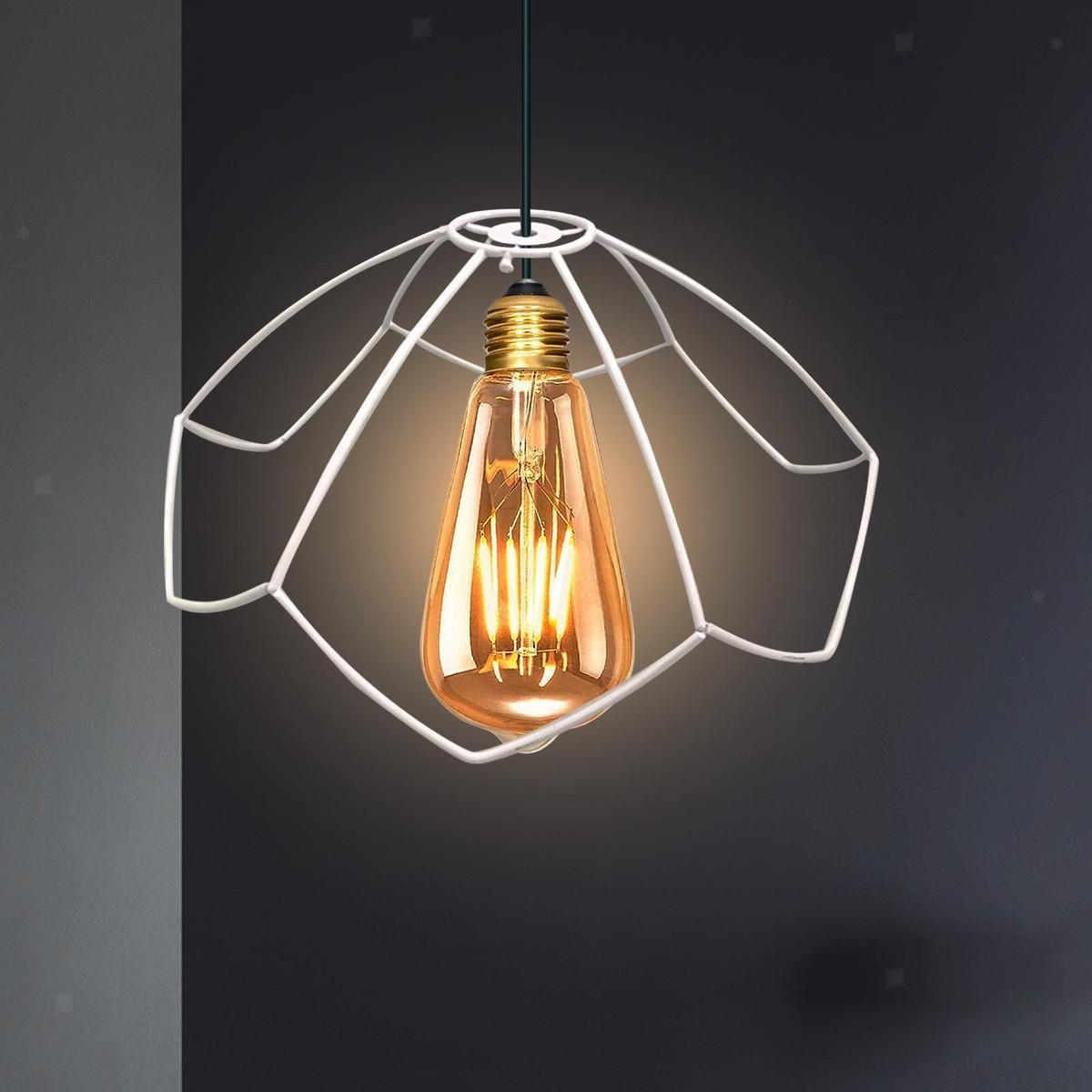 Wire Pendant Lamp Shade Frame Ceiling Light Cover Globe Pendant Lamp