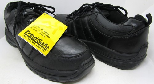 TredSafe Men's Black Leather Slip-Resistant Size 12 Wide Sport Oxford ...