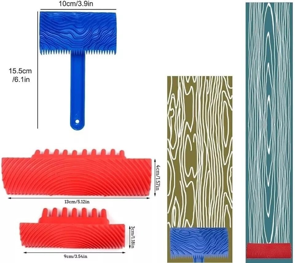 Wood Grain Painting Tool,Wood Grain Tool Kit Textured Paint Roller Soft ...