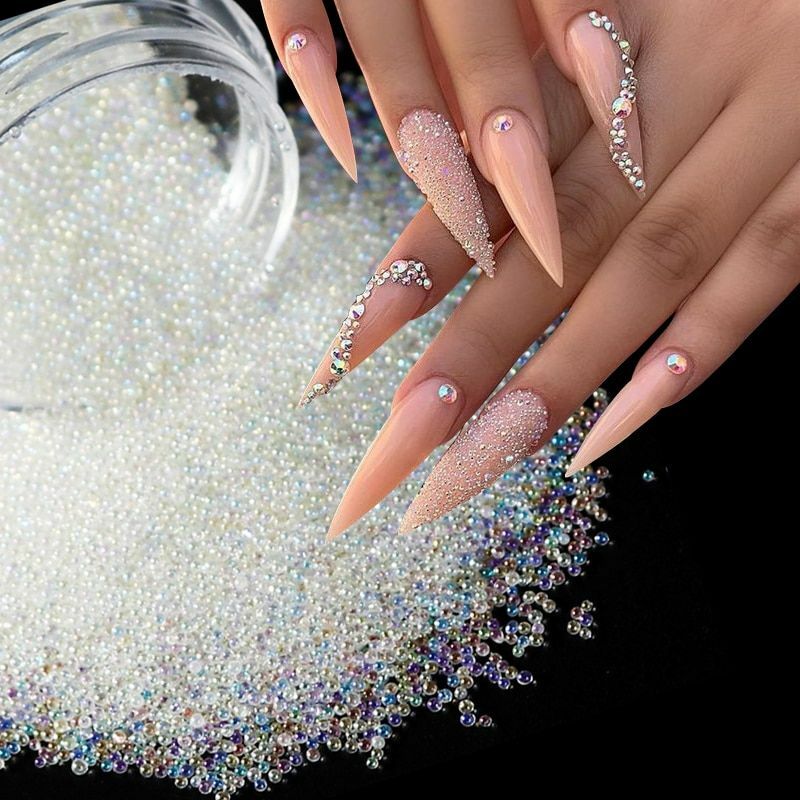 Caviar Stiletto Nails Press On Nails | Wedding Nails | Caviar Bead