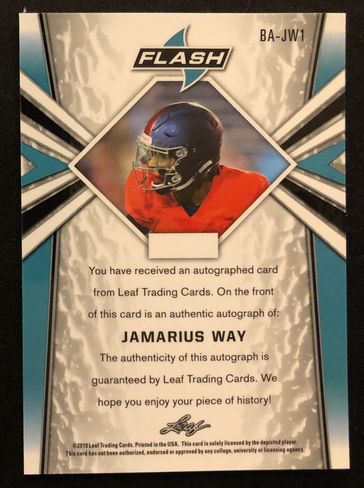 2019 Leaf Football Jamarius Way RC South Alabama Jaguars Auto Card #BA ...