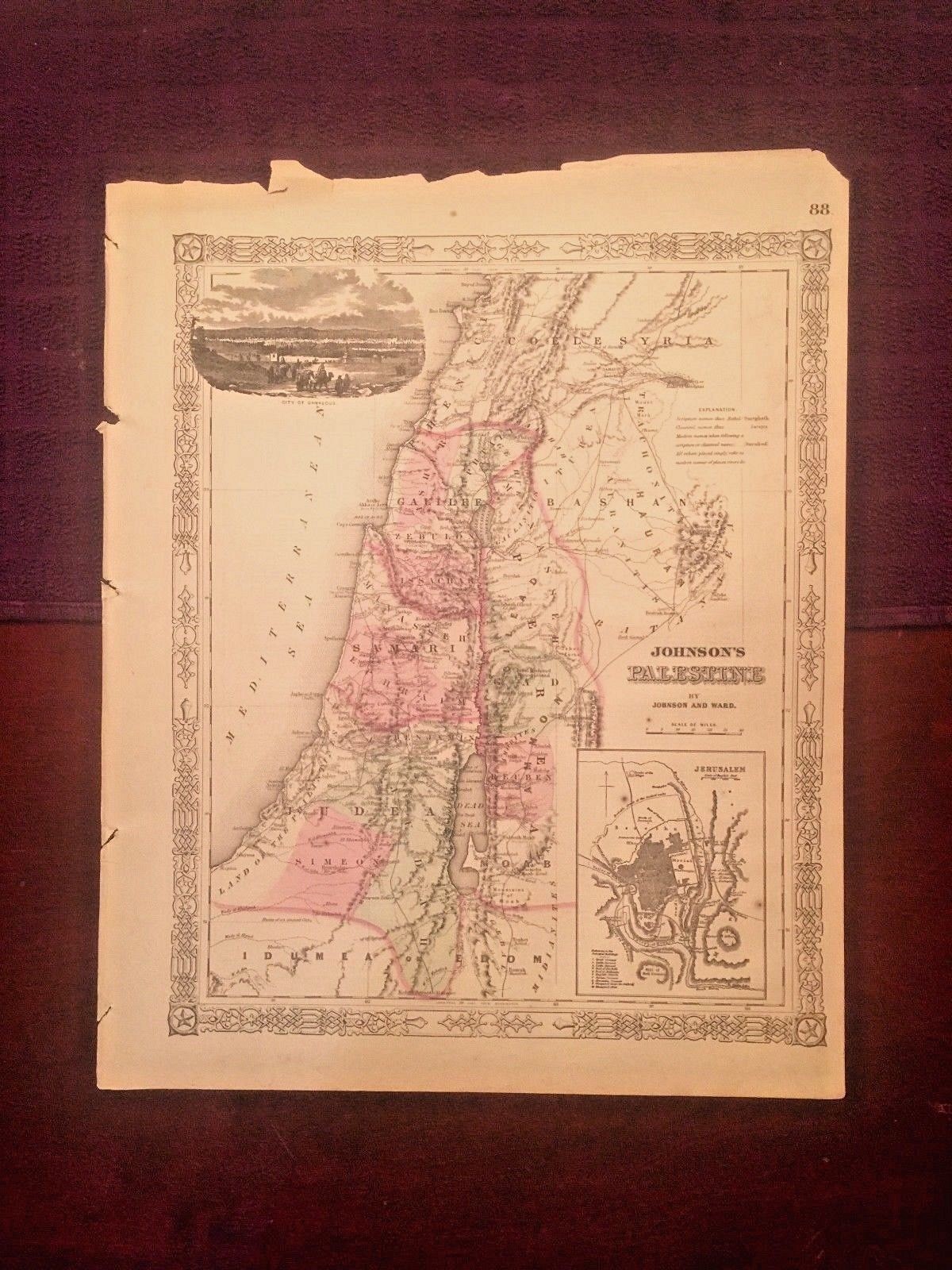 1863 Johnson & Ward Hand Colored Atlas Map | Grelly UK