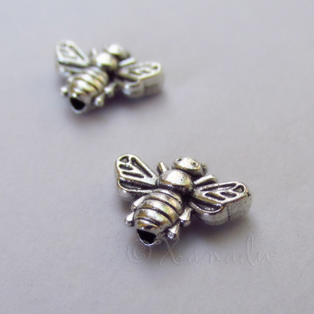 Bee Beads 13mm Antiqued Silver Plated Honey Bee Spacers B3286 - 20, 50 ...