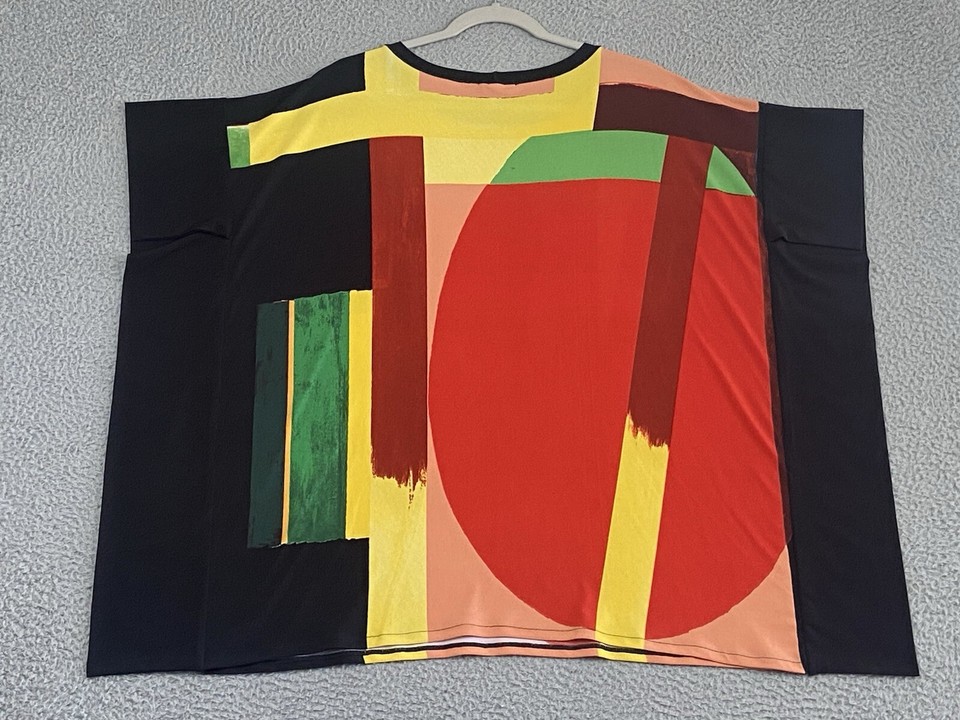 Eva Varro Top Womens M Tunic Fitted Stretch Abstract Edgy Urban Art-to ...