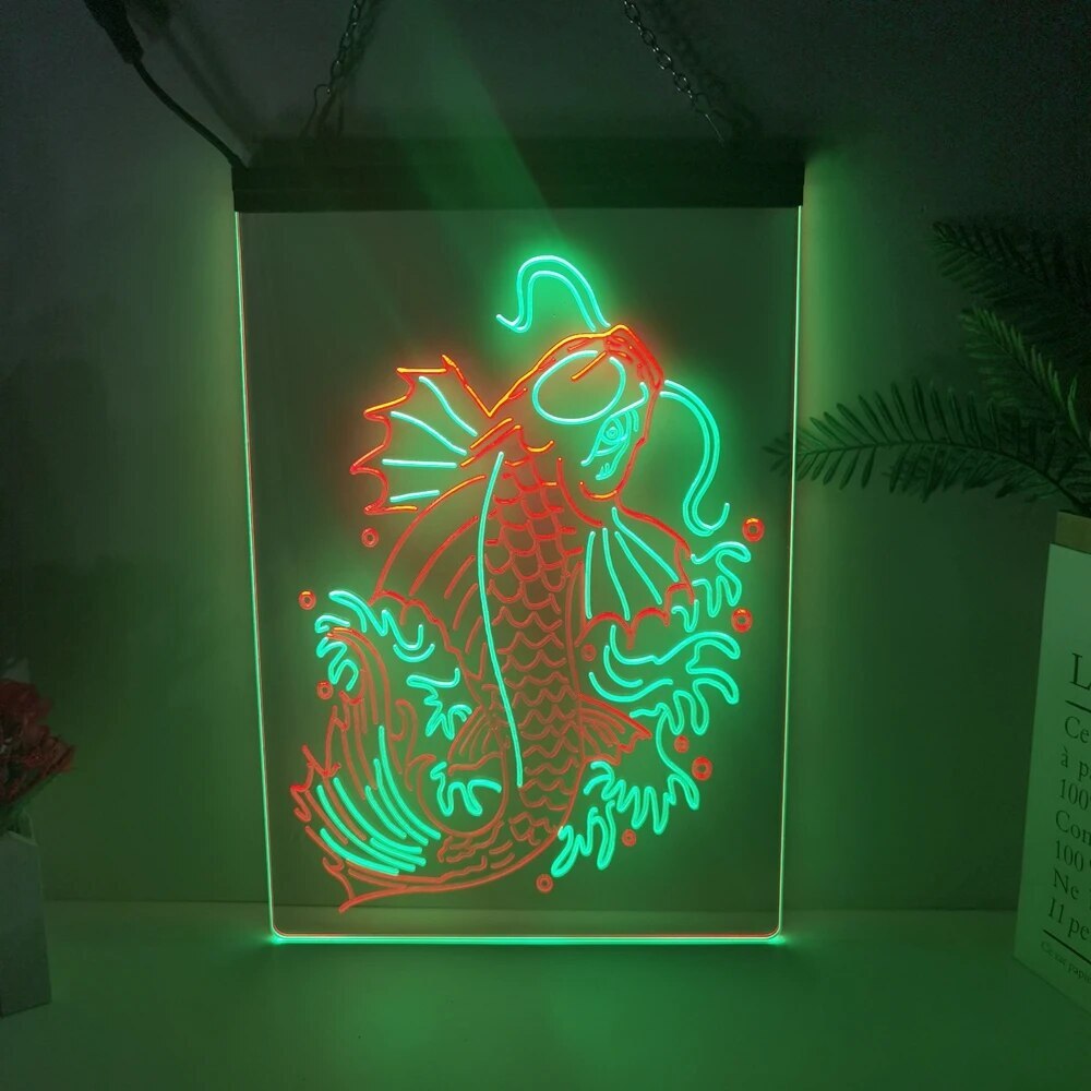 Koi Fish LED Neon Light Sign Beer Home Bar Restaurant Room Wall Art ...