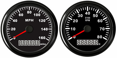 85MM GPS Speedo 160MPH Odometer +85MM Tacho RPM8000 Pulse Signal Black ...