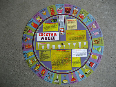 Cocktail Drink Recipe Large Spinner Wheel Information Card Bartender ...