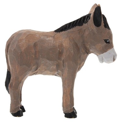 Wooden Small Donkey Statue Mini Animal Decor Collectible Carved Cute ...
